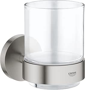 GROHE Start QuickFix Crystal Glass with Holder (Metal and Glass, Concealed Fastening, Including ...