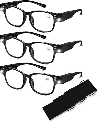 Amazon.com: 3Pack Reading Glasses Led Readers with Lights Magnifier ...