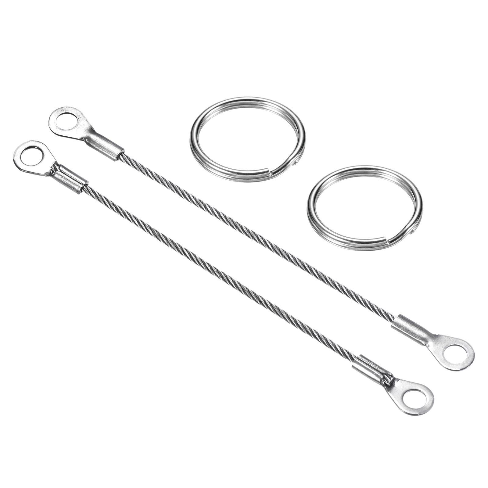 PATIKIL Stainless Steel Lanyard Cable 2mmx10cm, 6 Pack Eyelets Ended ...
