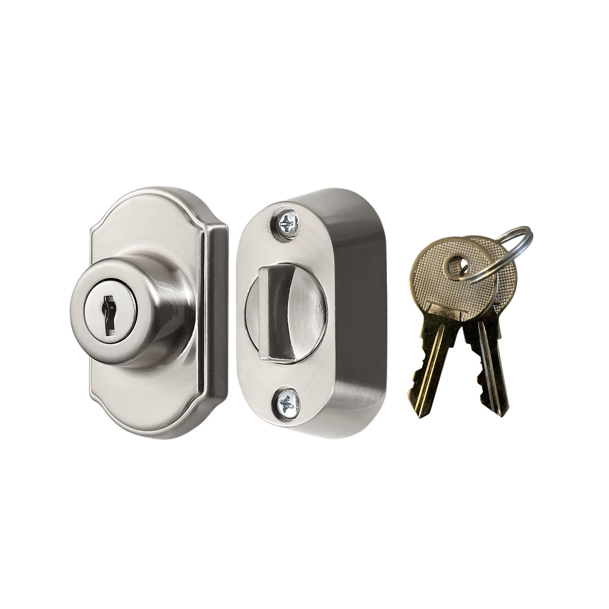 Ideal Security Keyed Deadbolt for Storm and Screen Doors, Satin Silver ...
