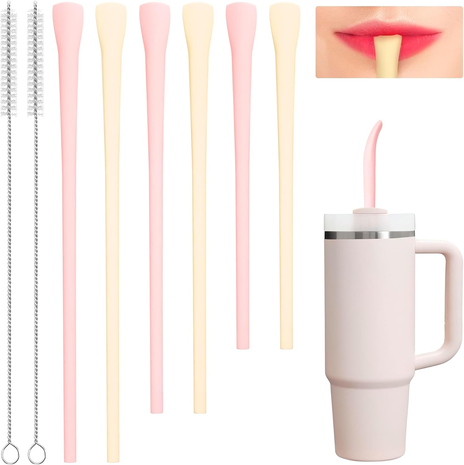 Amazon.com: Snowfall 6 Pieces Anti Wrinkle Silicone Straw Set for ...