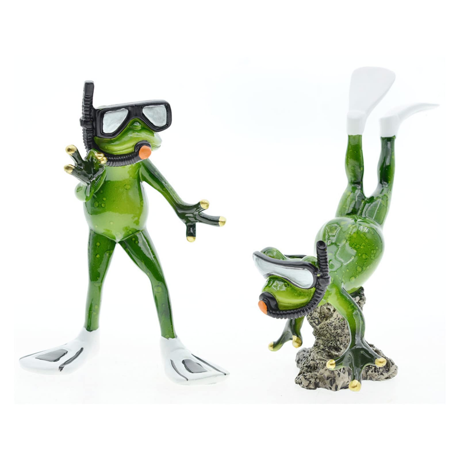 Amazon.com: Queemie® Funny Diving Frogs Resin Statues, 2pcs Mascot ...