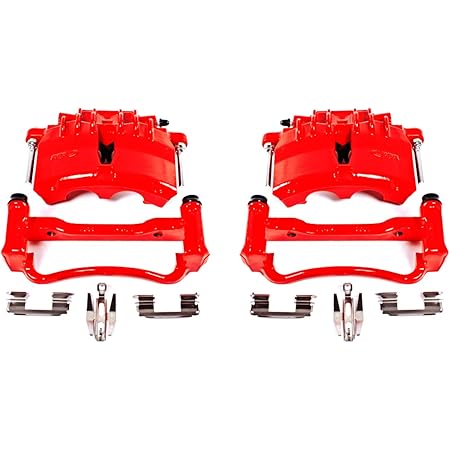 Amazon.com: Power Stop Front S4928A Pair of High-Temp Red Powder Coated ...