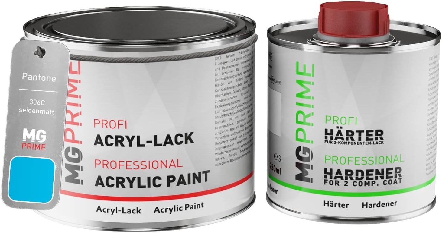 MG PRIME Pantone 306C Blue Acrylic paint silk matt 0.75 litres / 750 ml ...