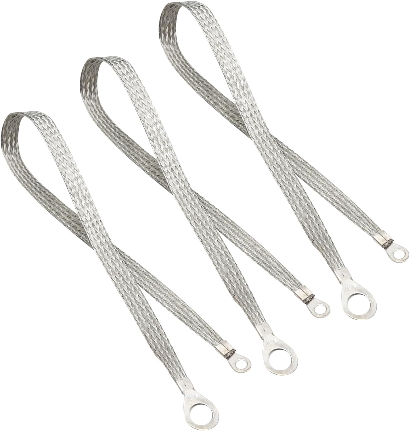 NIKUJUGA 3pcs Braided Ground Straps, 20inch X 1/2inch Grounding Strap ...