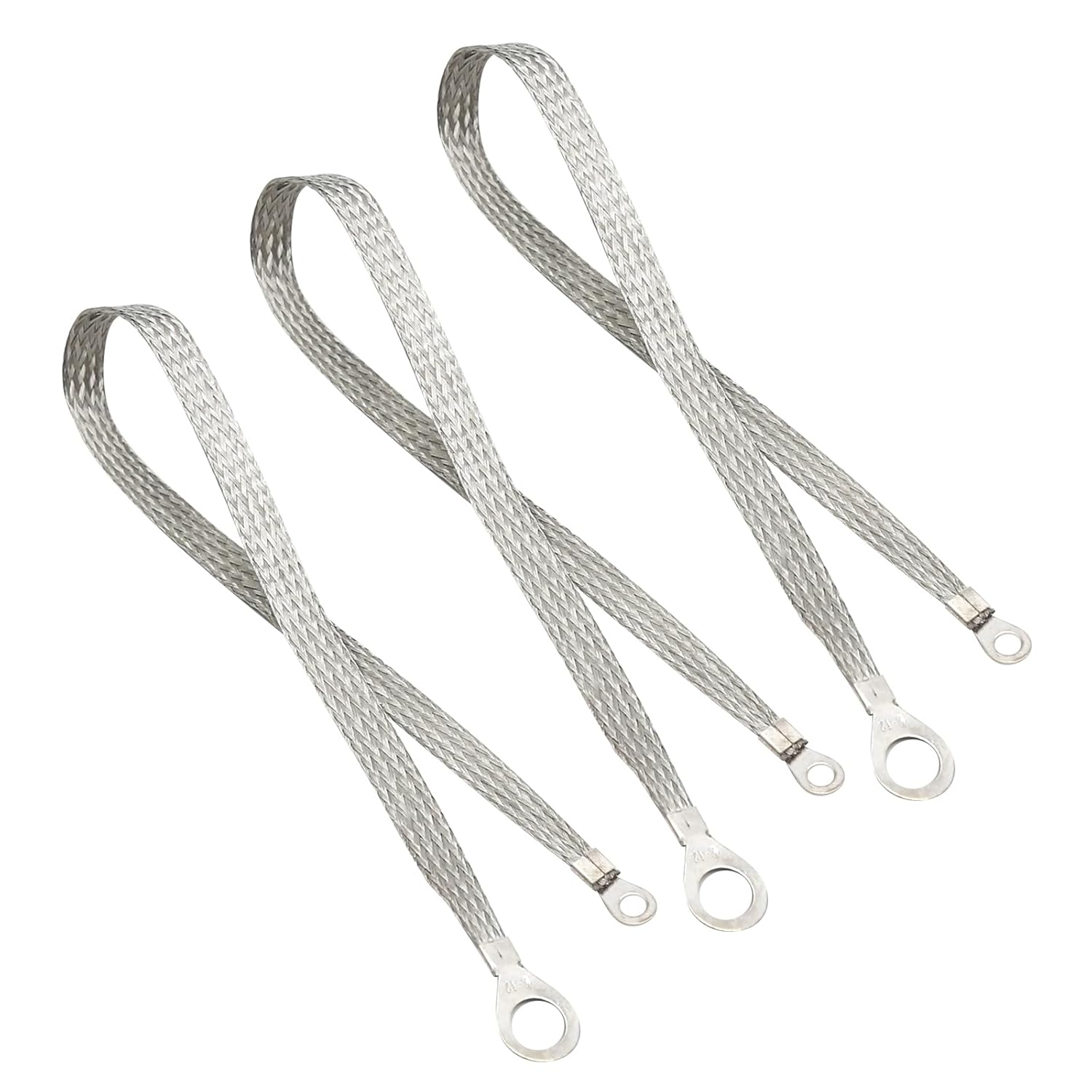 3pcs Braided Ground Straps, 20inch X 1/2inch Grounding Strap, with 1/2 ...