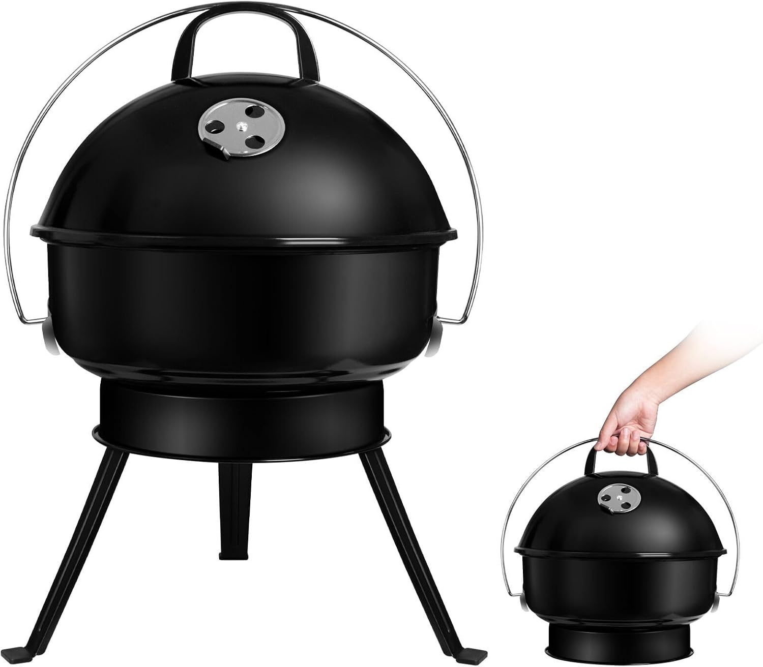 SunJas Kugelgrill Holzkohlegrill mit Deckel, Klappgrill Campinggrill ...