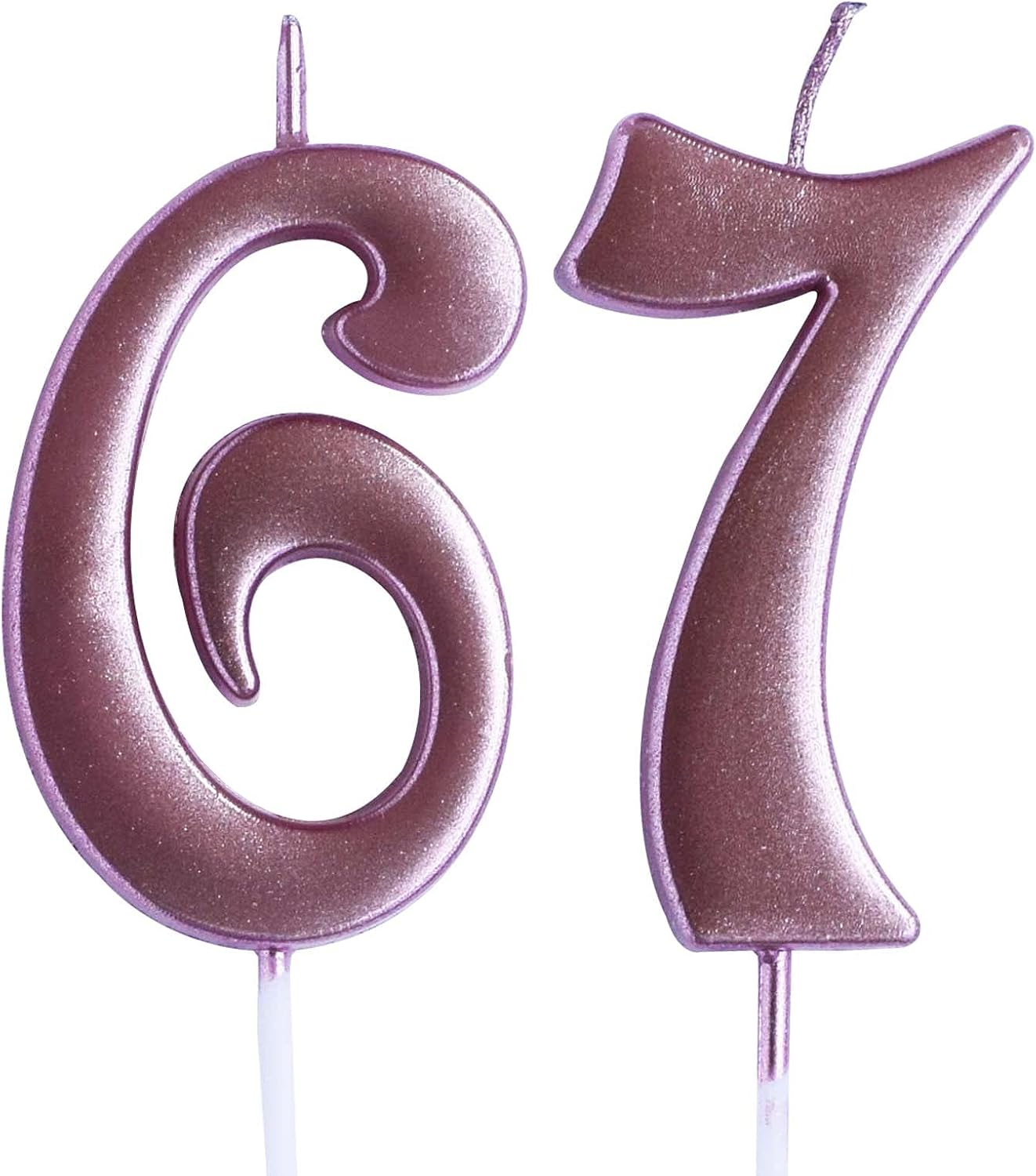 Amazon.com: Rose 67th Birthday Candle, Number 67 Years Old Candles Cake ...