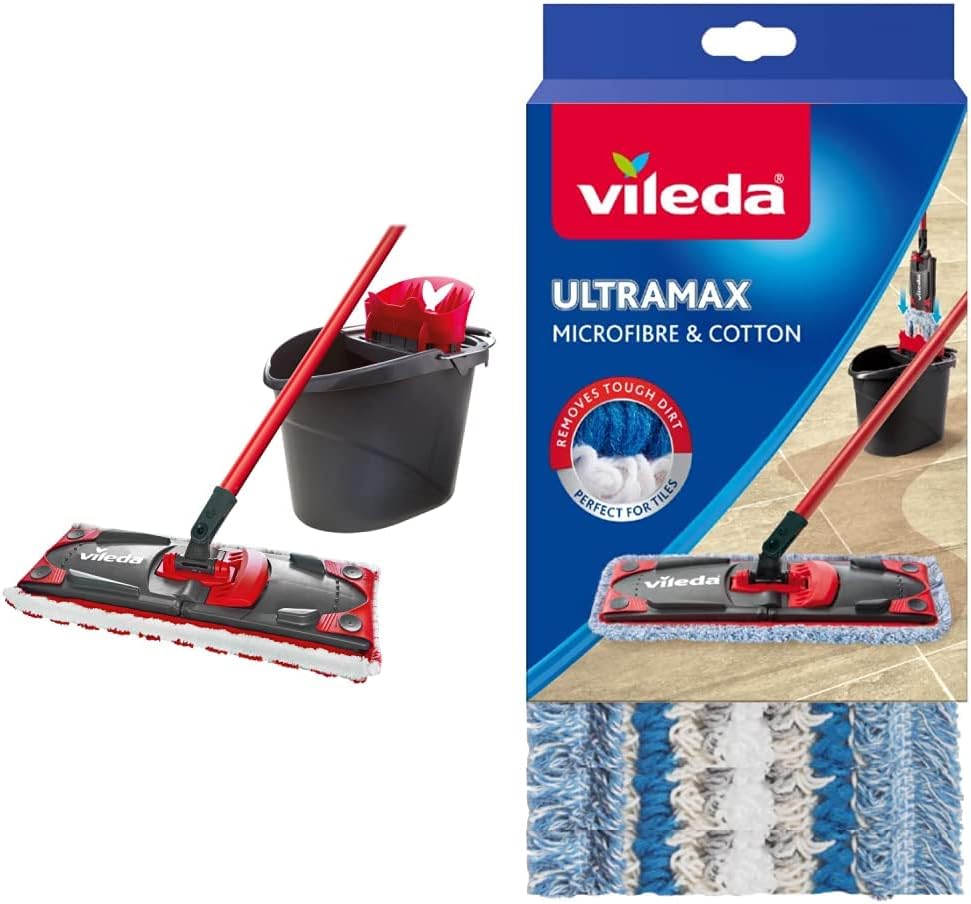 Vileda - UltraMax Power 2en1 - Set Complet Balai à Plat Microfibre ...