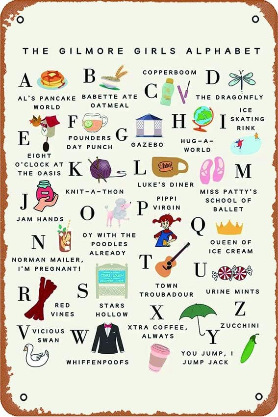 Amazon.com: Gilmore Girls Alphabet Funny Metal Novelty Tin Sign Metal ...