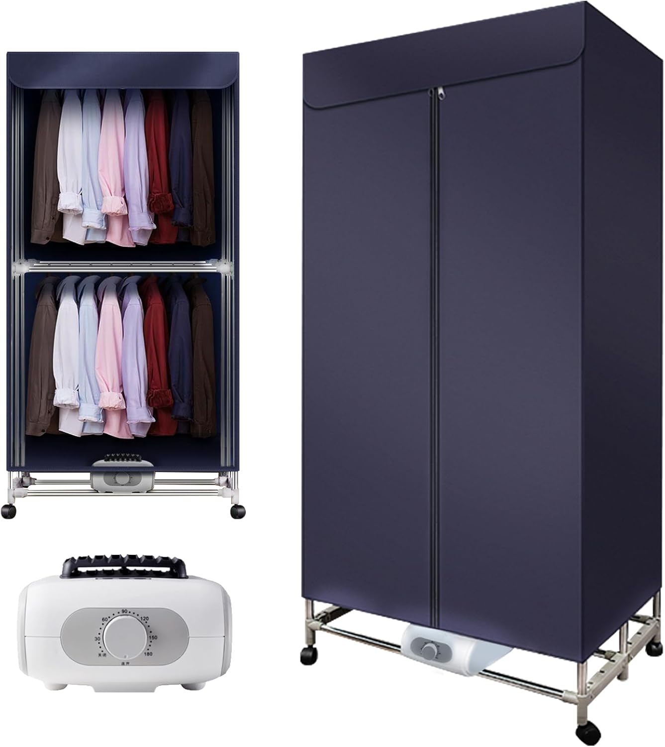 SUCIKORIO Electric Clothes Dryer Indoor, 2 Tier Heated Clothes Airer ...