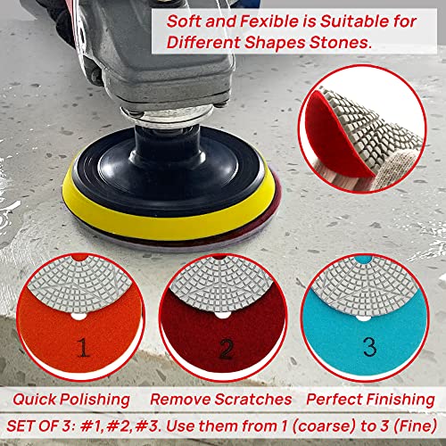 Snapklik.com : DT-DIATOOL Diamond 3 Step Polishing Pads 4 Inch For ...