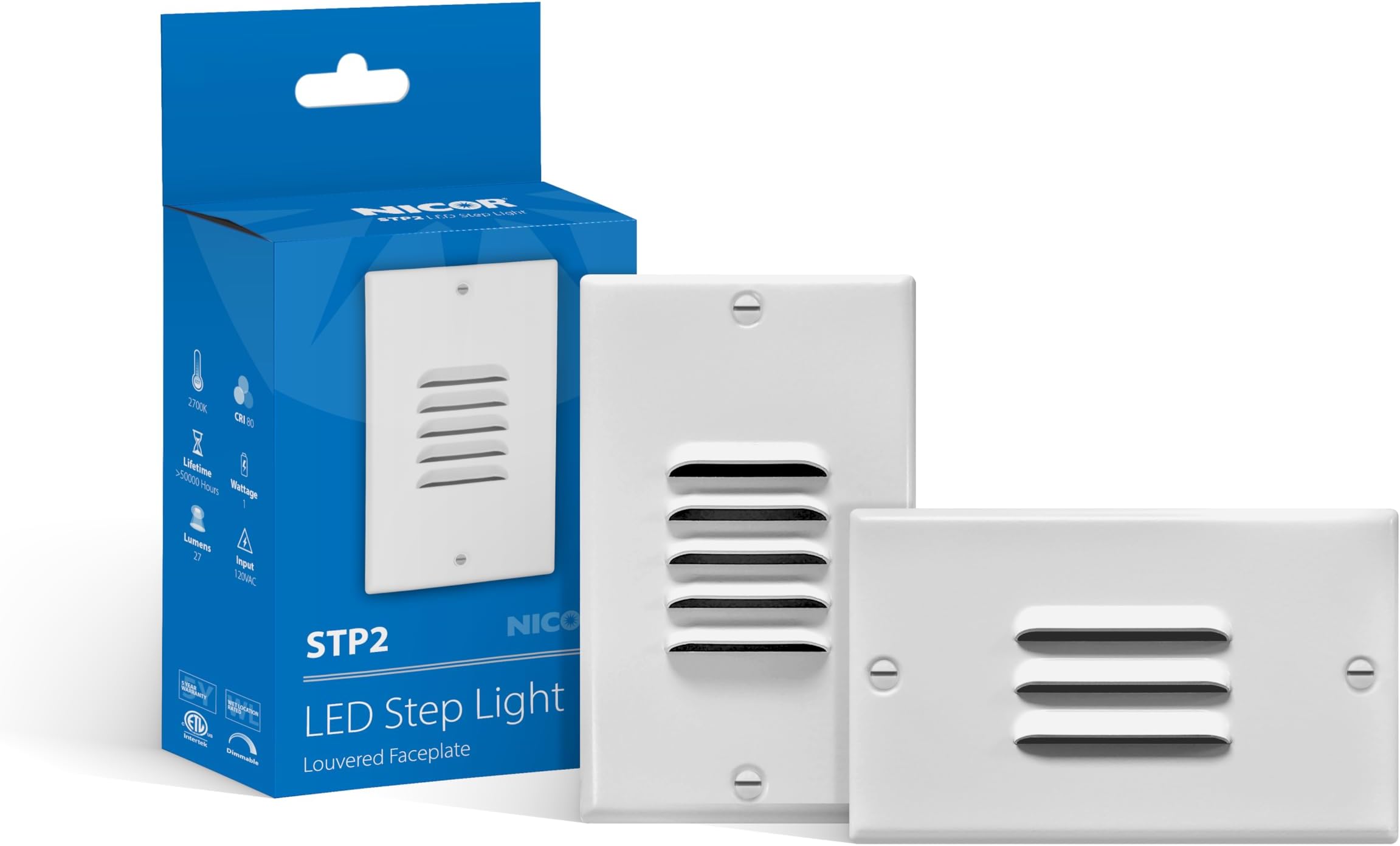 NICOR Lighting STP2 Louvered White LED Step Light (STP2L120WH) - Amazon.com