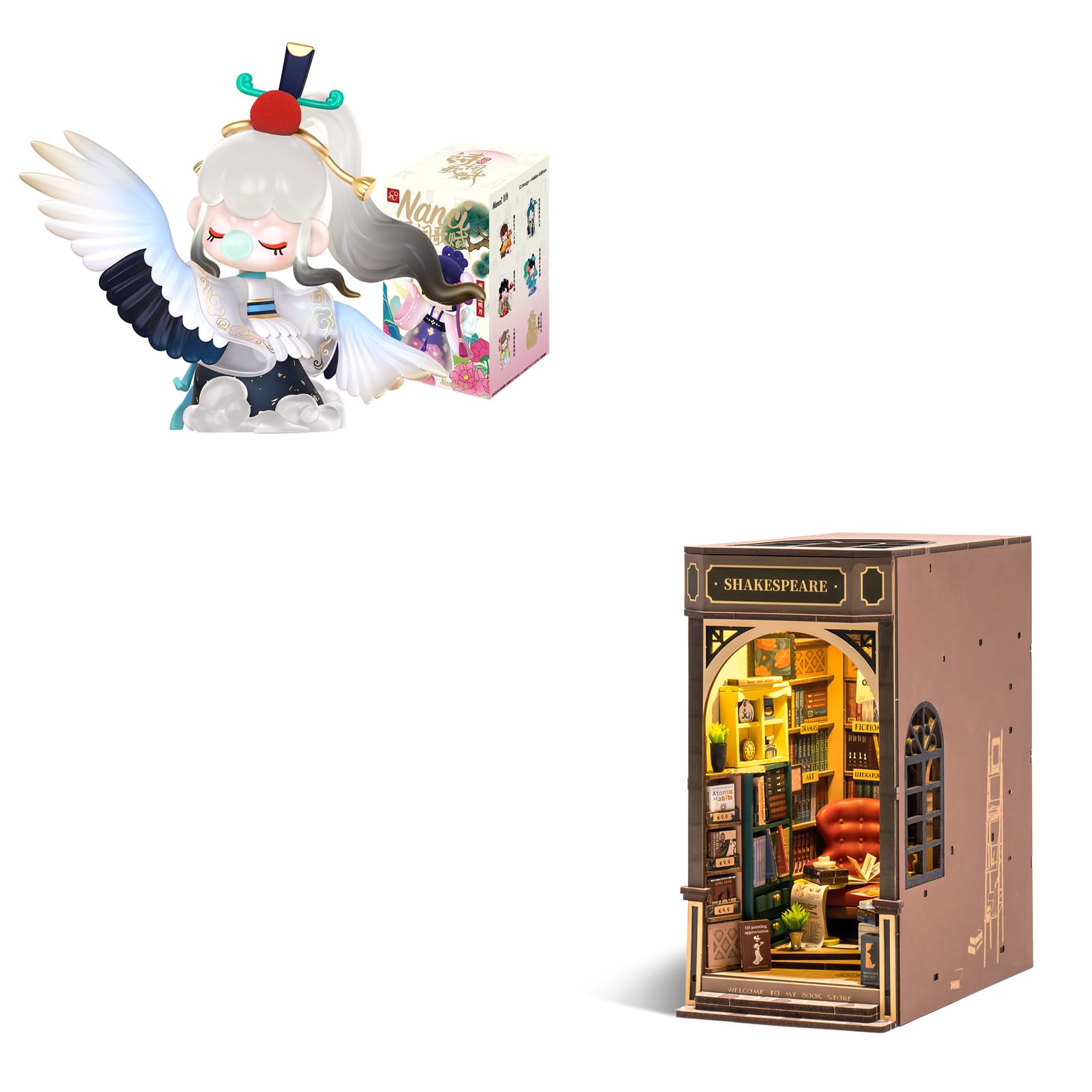 Amazon.com: rowood DIY Book Nook Kits Bundle Nanci Action Figure ...