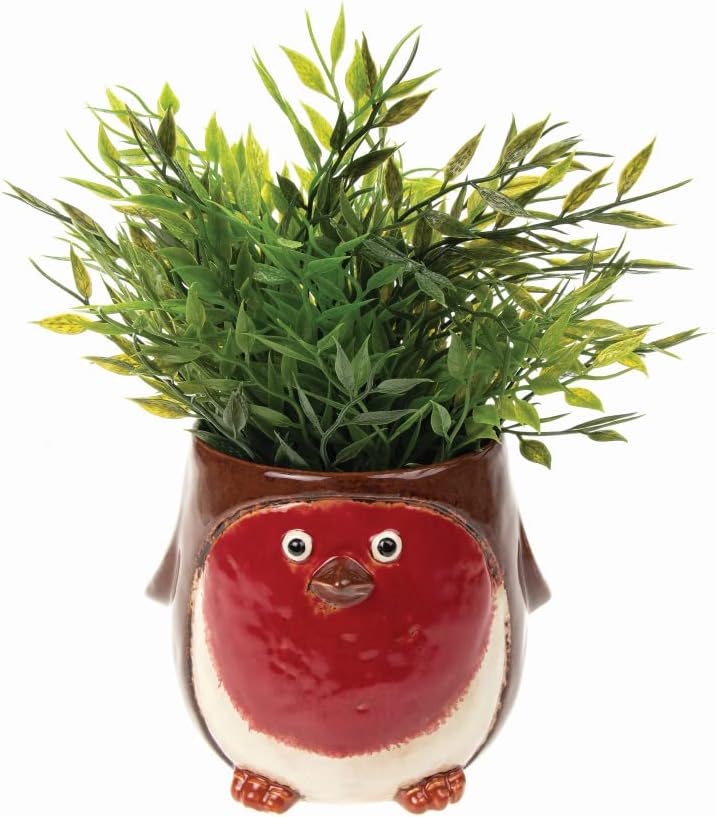 Shudehill Giftware Village Pottery Robin Indoor Red Planter Medium ...