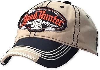 Bone Head Outfitters Head Hunter Patched Hat - Khaki/Black Old School ...