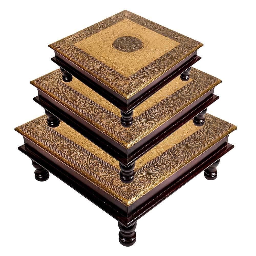 Wood_To_Cart Pooja Bajot Stool/Pooja Decor/Chowki/Patla/Chowki for ...