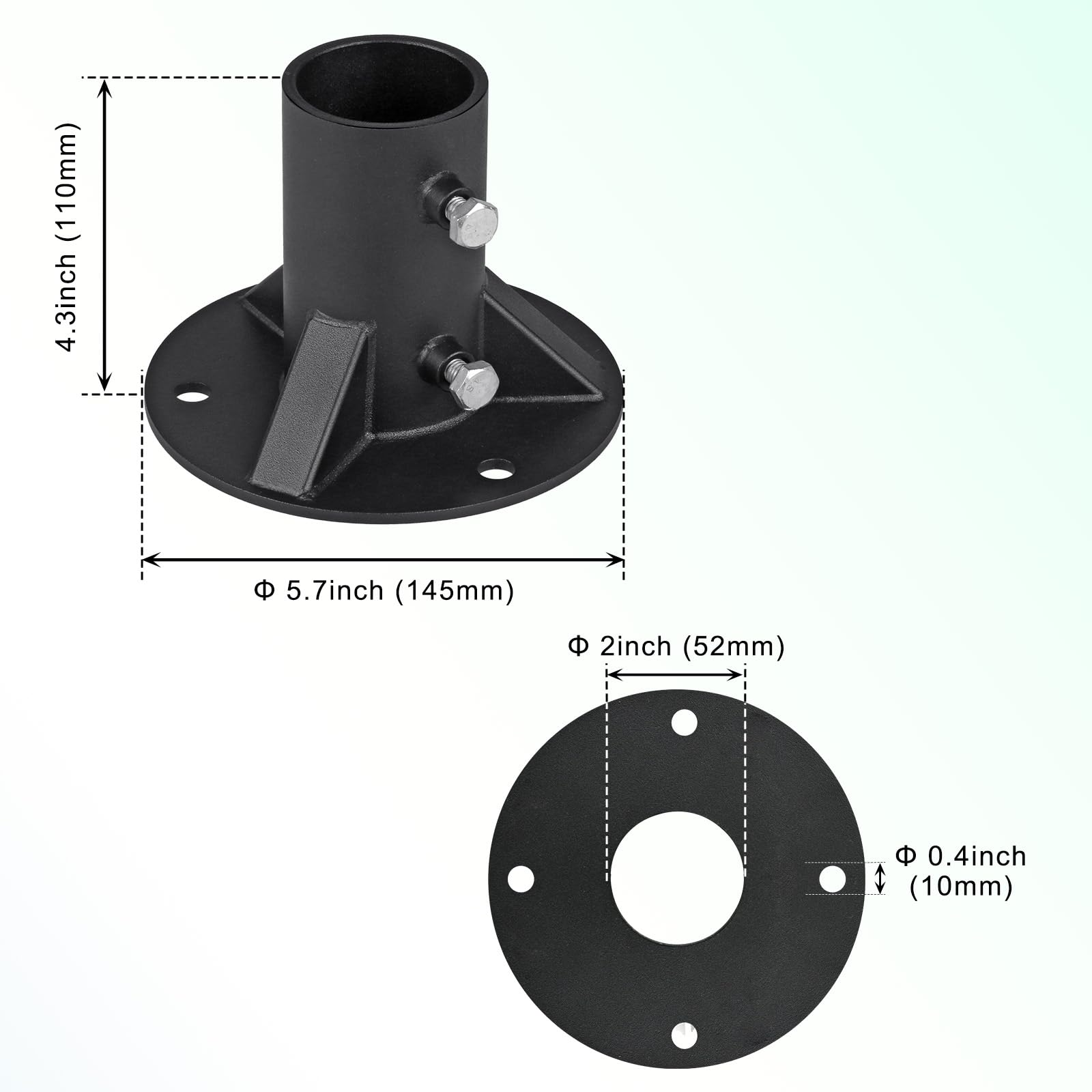 Snapklik.com : Insaga Chain Link Fence Post 2 Floor Flange Base, Heavy ...