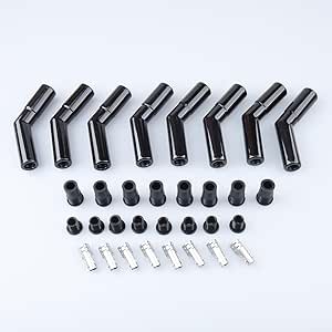 Amazon.com: AC PERFORMANCE 45 Degree Black Ceramic Spark Plug Boot Kits ...