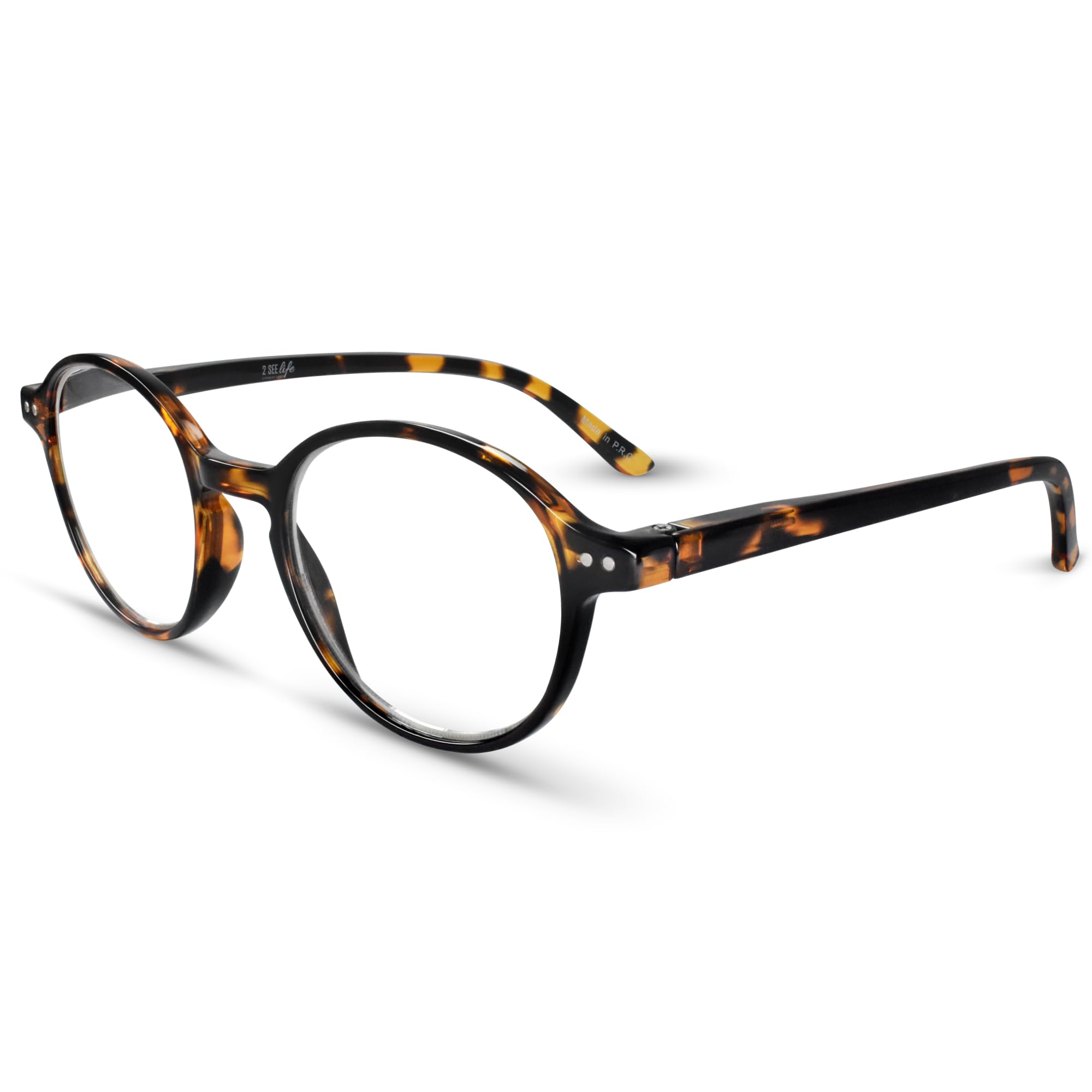 Amazon.com: Tortoise Shell Small Retro Round Reading Glasses for Women ...
