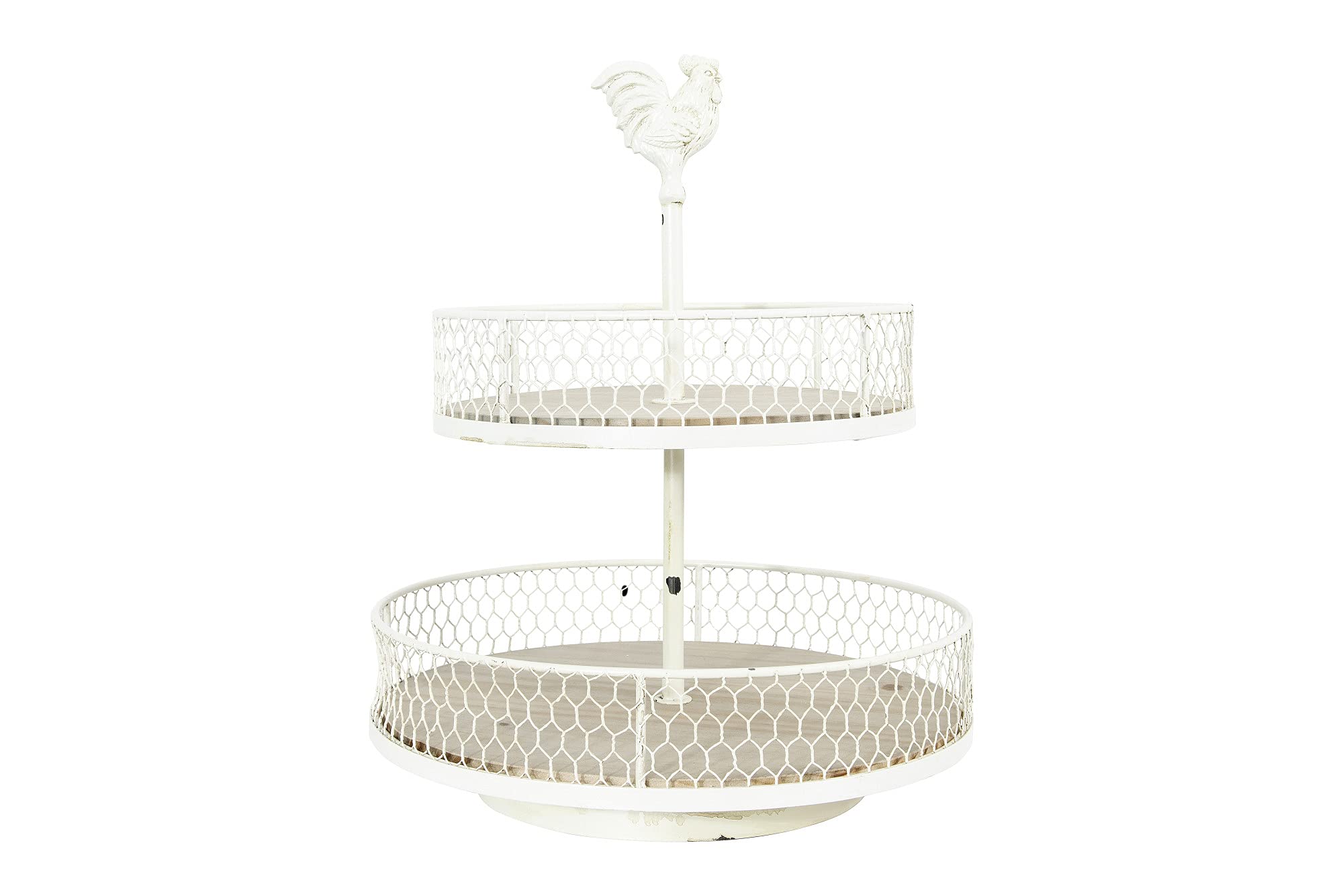 Amazon.com: Creative Co-Op 2-Tier Wood & Metal Round Trays with Rooster ...