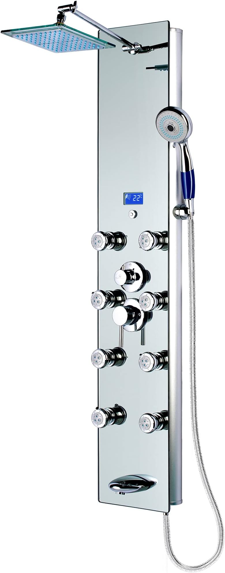 Blue Ocean 52" Aluminum SPA392M Shower Panel Tower System with Rainfall ...