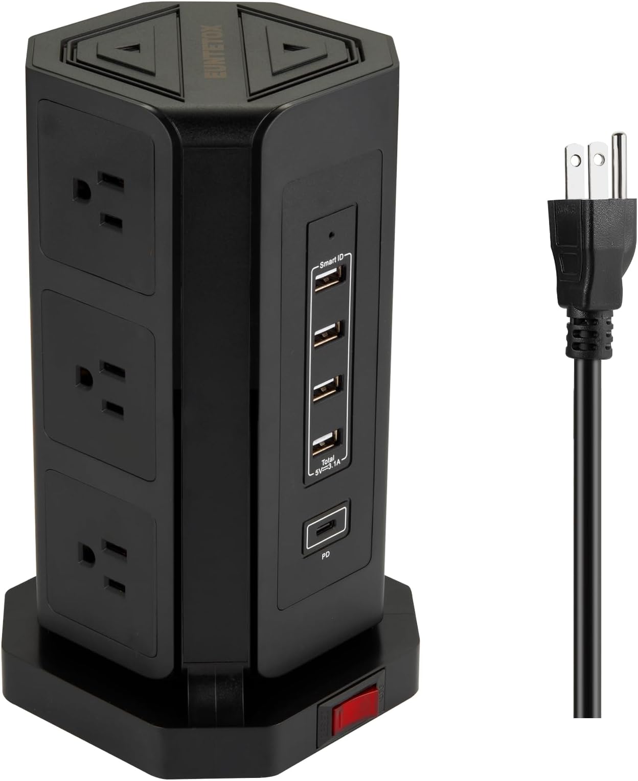 Amazon.com: EUNTETOX Power Strip Tower with 4 USB Slots with 18W USB C ...