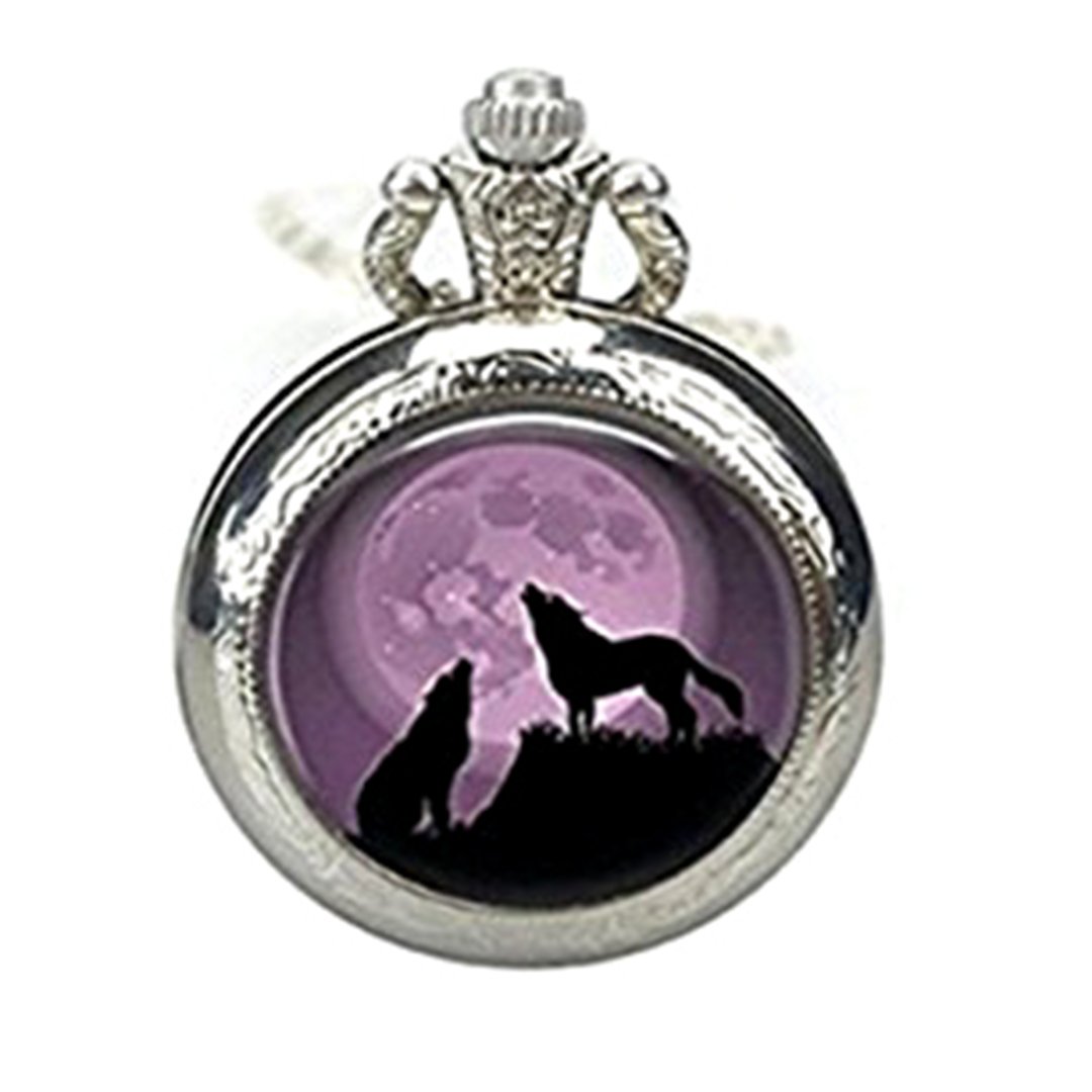 Buy Purple Pocket Watch Glass Tile Pocket Watch Wolf Pocket Watch Moon ...