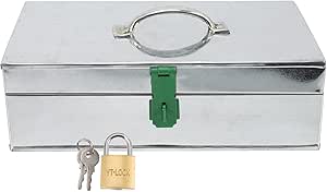 STOBOK Metal Storage Box with Lock Fireproof Document Box Safe Storage ...