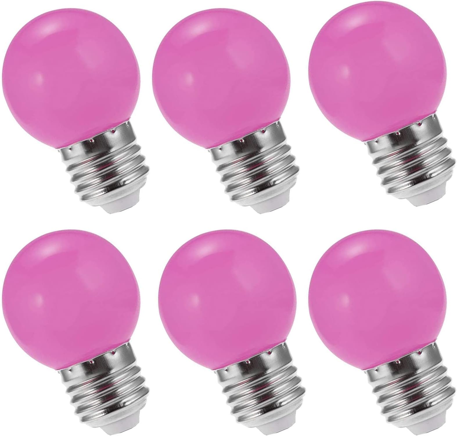 YDJoo 6 Pack LED Pink Light Bulb 3W Pink Color G45 Globe Light Bulbs ...