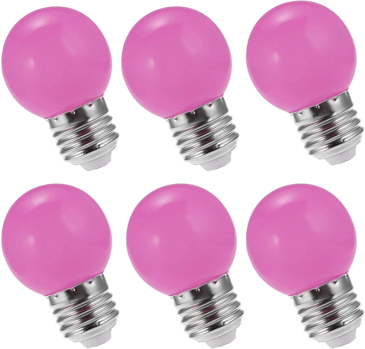 YDJoo 6 Pack LED Pink Light Bulb 3W Pink Color G45 Globe Light Bulbs ...