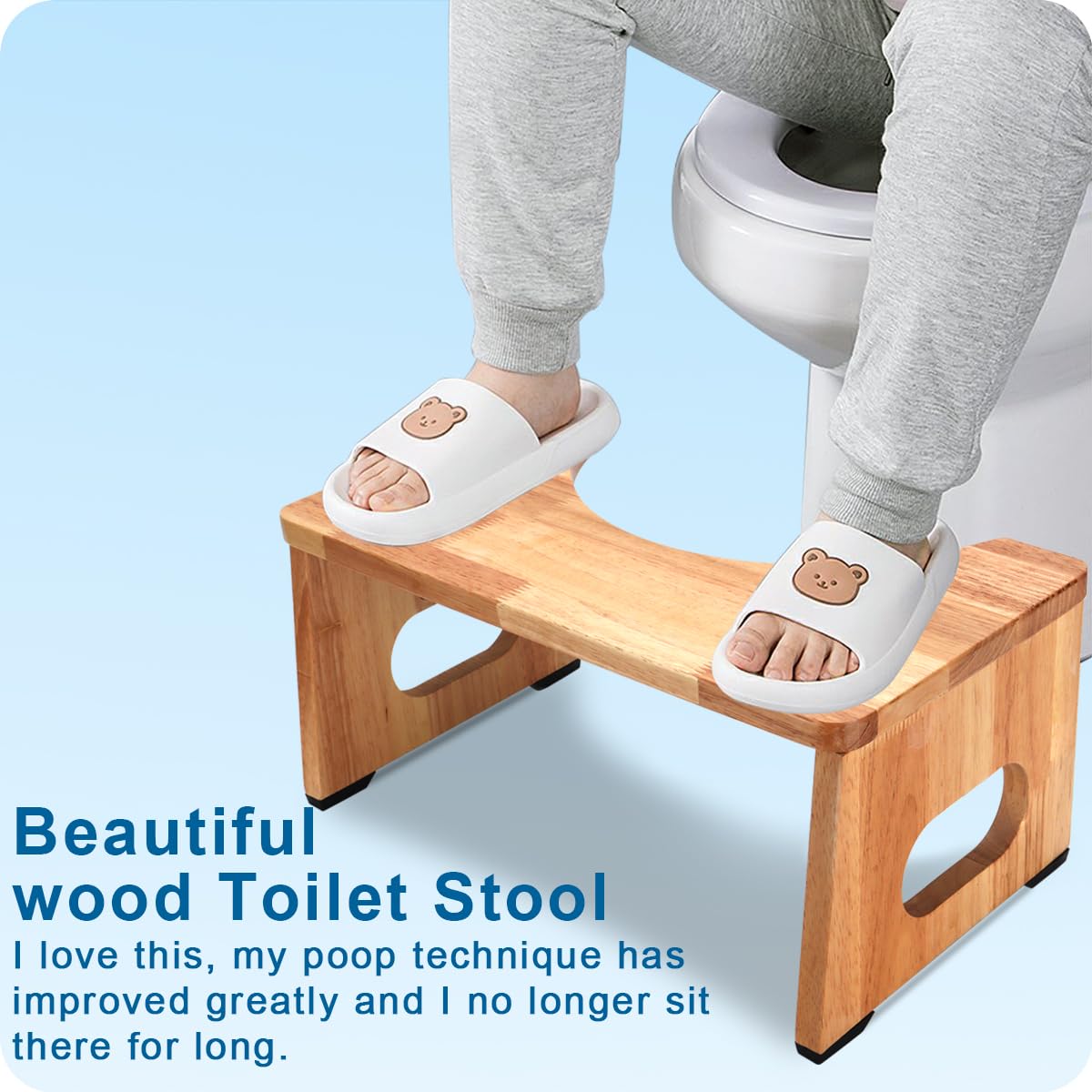 Foldable Toilet Potty Stool for Adults, 7" Wood Portable Squatting Poop ...