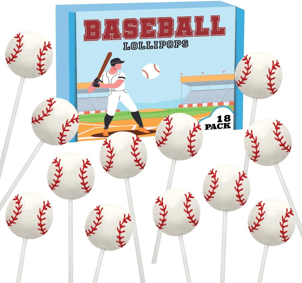 Amazon.com : Baseball Candy Lollipops - 18 Count Individually Wrapped ...