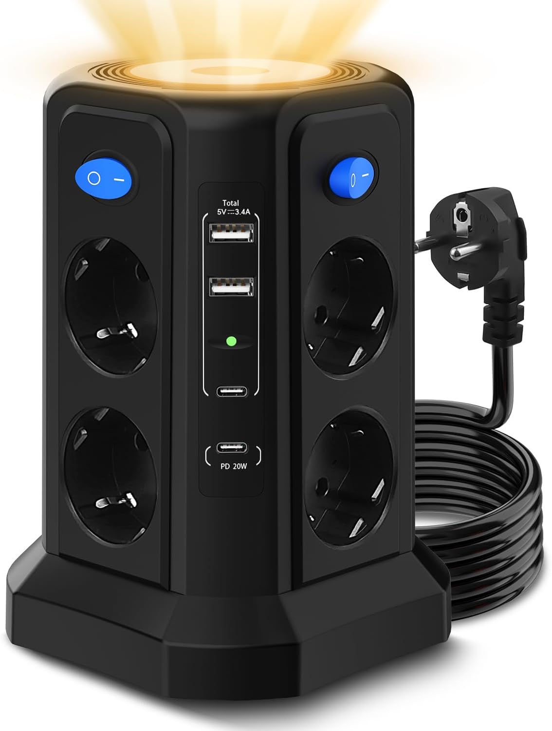 Multiprise avec Interrupteur, Acodot Tour Multiprise 12 Prises et veilleuse Design Original, 4 ...