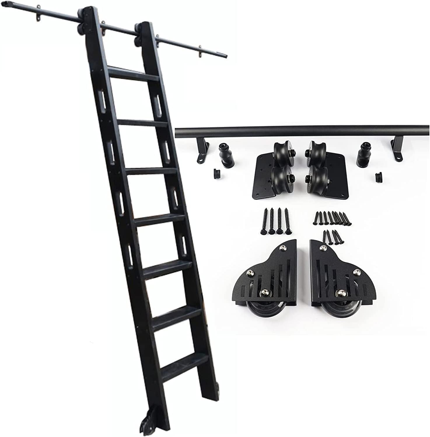 Rolling Library Ladder Sliding Ladder Rail Track Hardware Kit Heavy ...