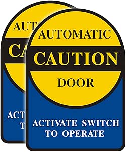 Amazon.com: 2 Pcs Caution Automatic Door Sticker, Activate Switch to ...