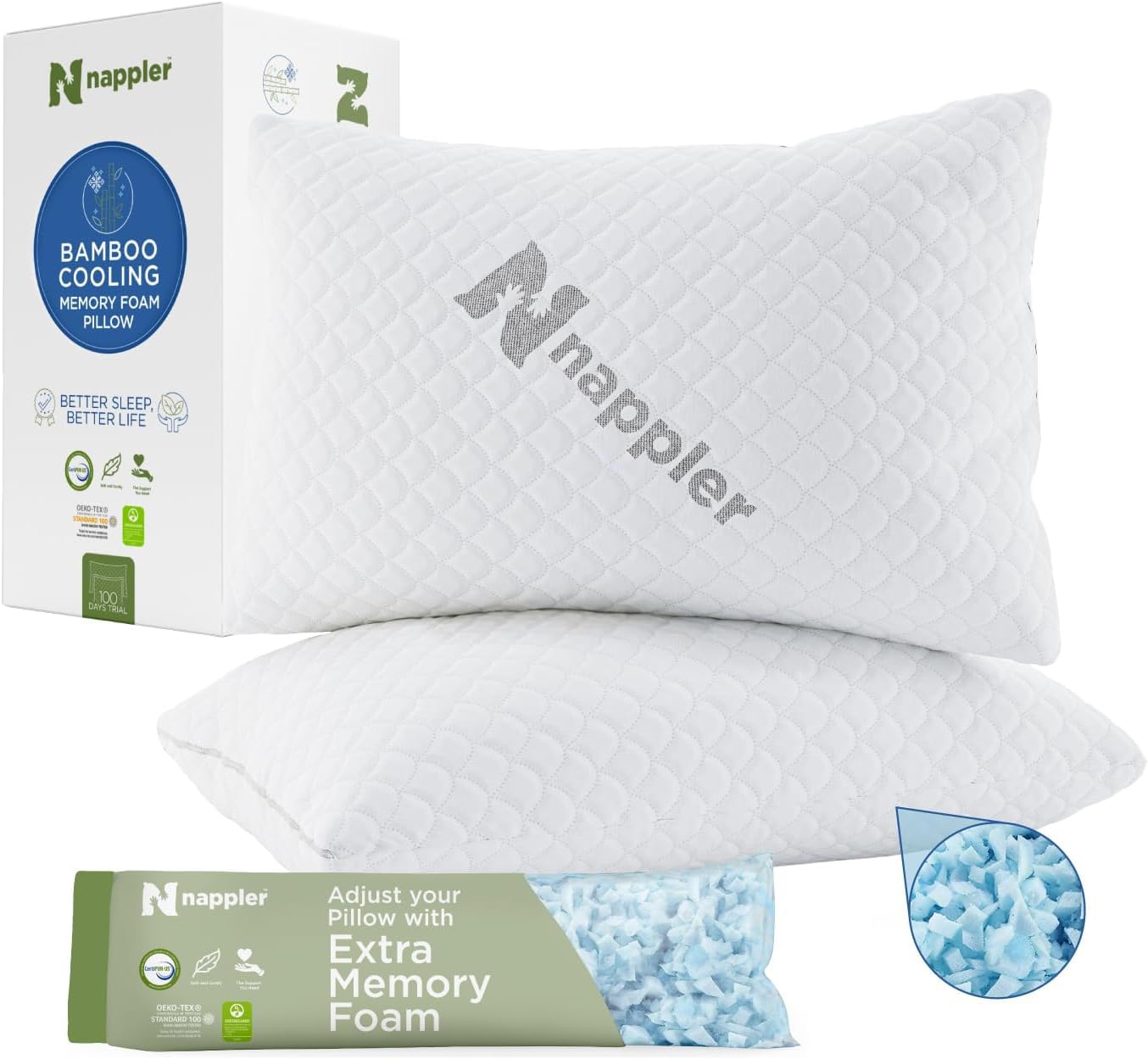 Amazon.com: Nappler Cooling Pillow for hot Sleepers - Bed Pillows King ...