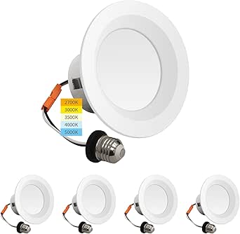 mw 4 Pack 4 Inch LED Recessed Can Lights,10W=75W,750LM,2700K/3000K ...