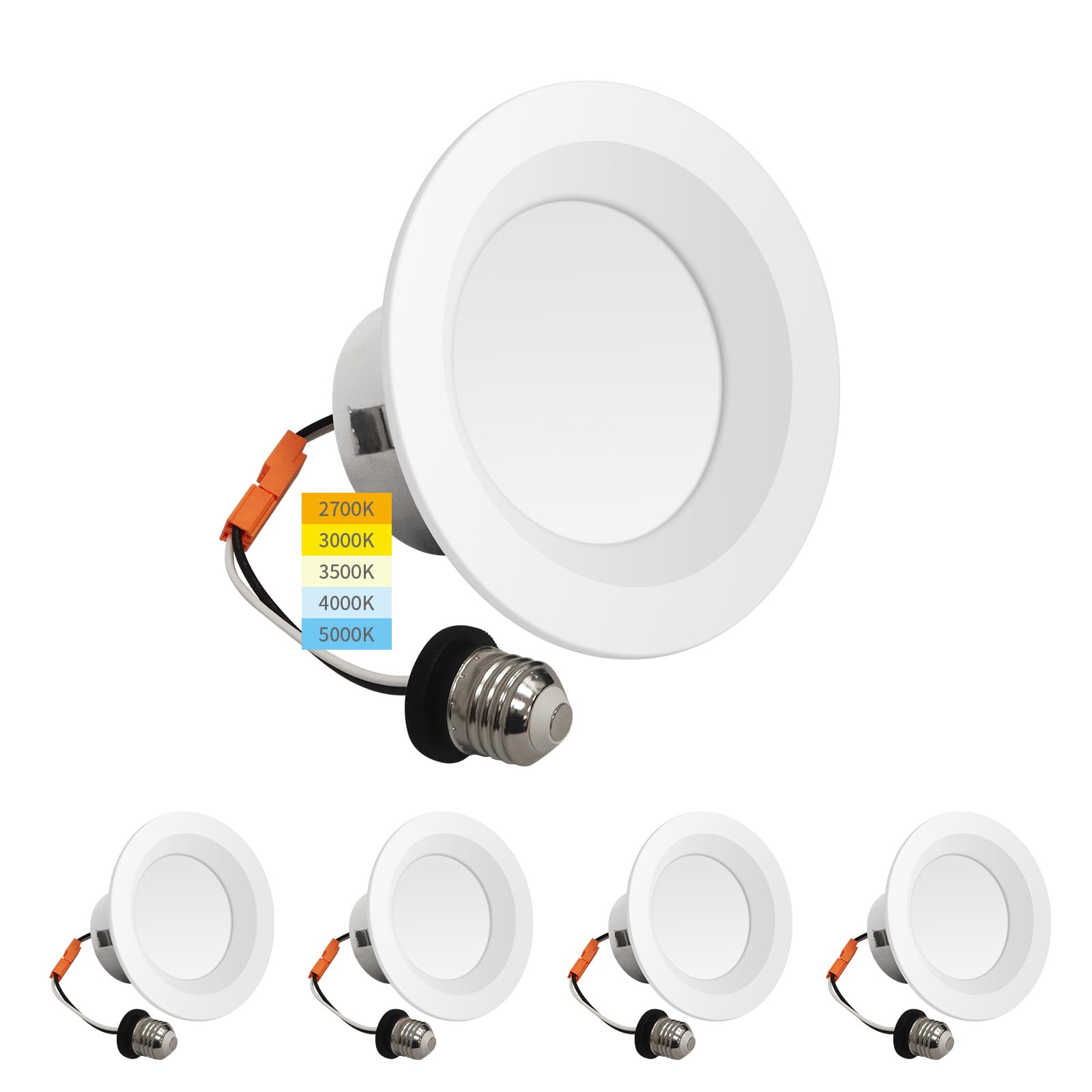 mw 4 Pack 4 Inch LED Recessed Can Lights,10W=75W,750LM,2700K/3000K ...