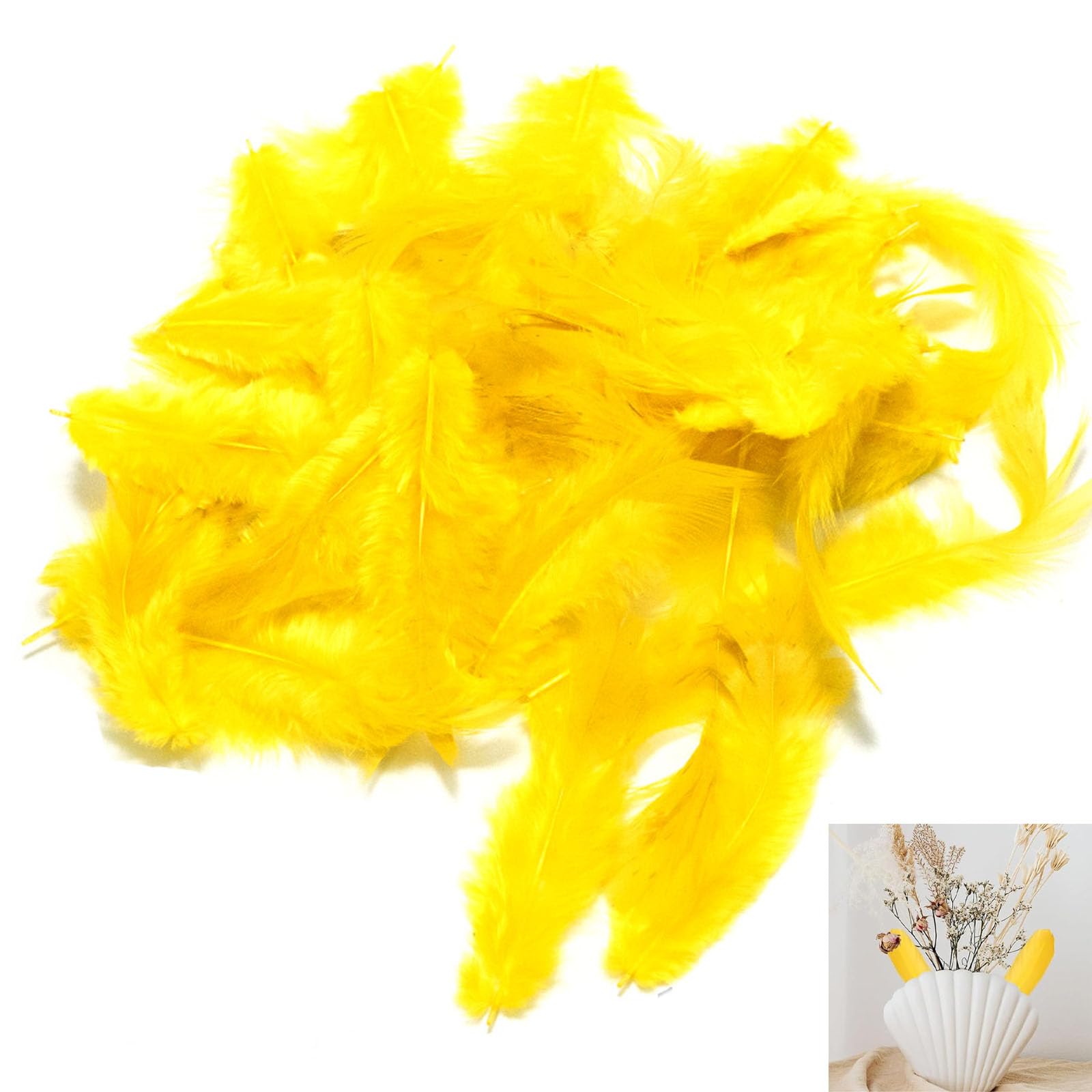 Katslyn Yellow Feathers,400Pcs Natural Handicraft Goose Feather,DIY ...