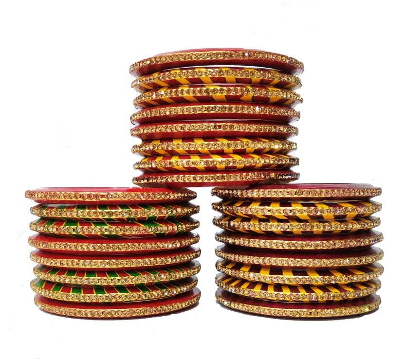 Buy Lahthi Wala Lac Bangles set for women combo set pack of 3 units ...