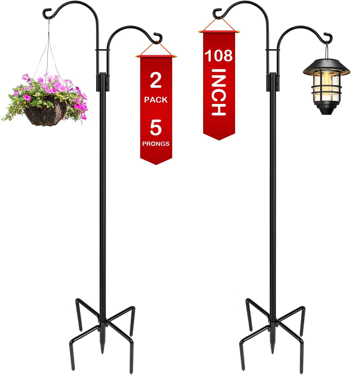 Amazon.com: BESPORTBLE Shepherd Hook for Outdoor: 4 Pack Garden Bird ...