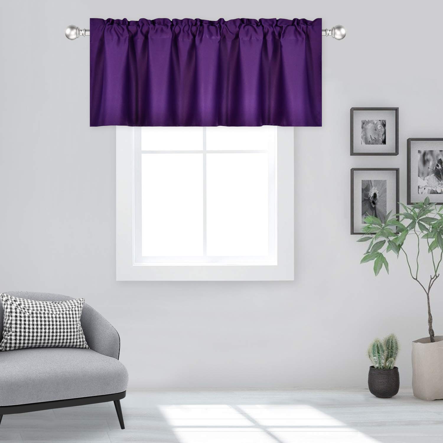 Amazon.com: DECOVSUN Purple Valance for Windows 60x18 Inch Solid ...