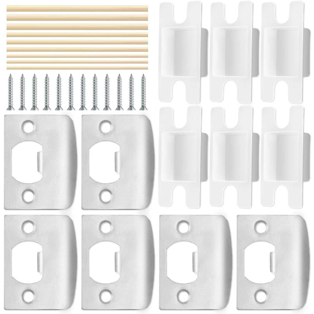 6 Pack Door Strike Latch Plate Set,Door Strike Plate with 9 Dowel ...