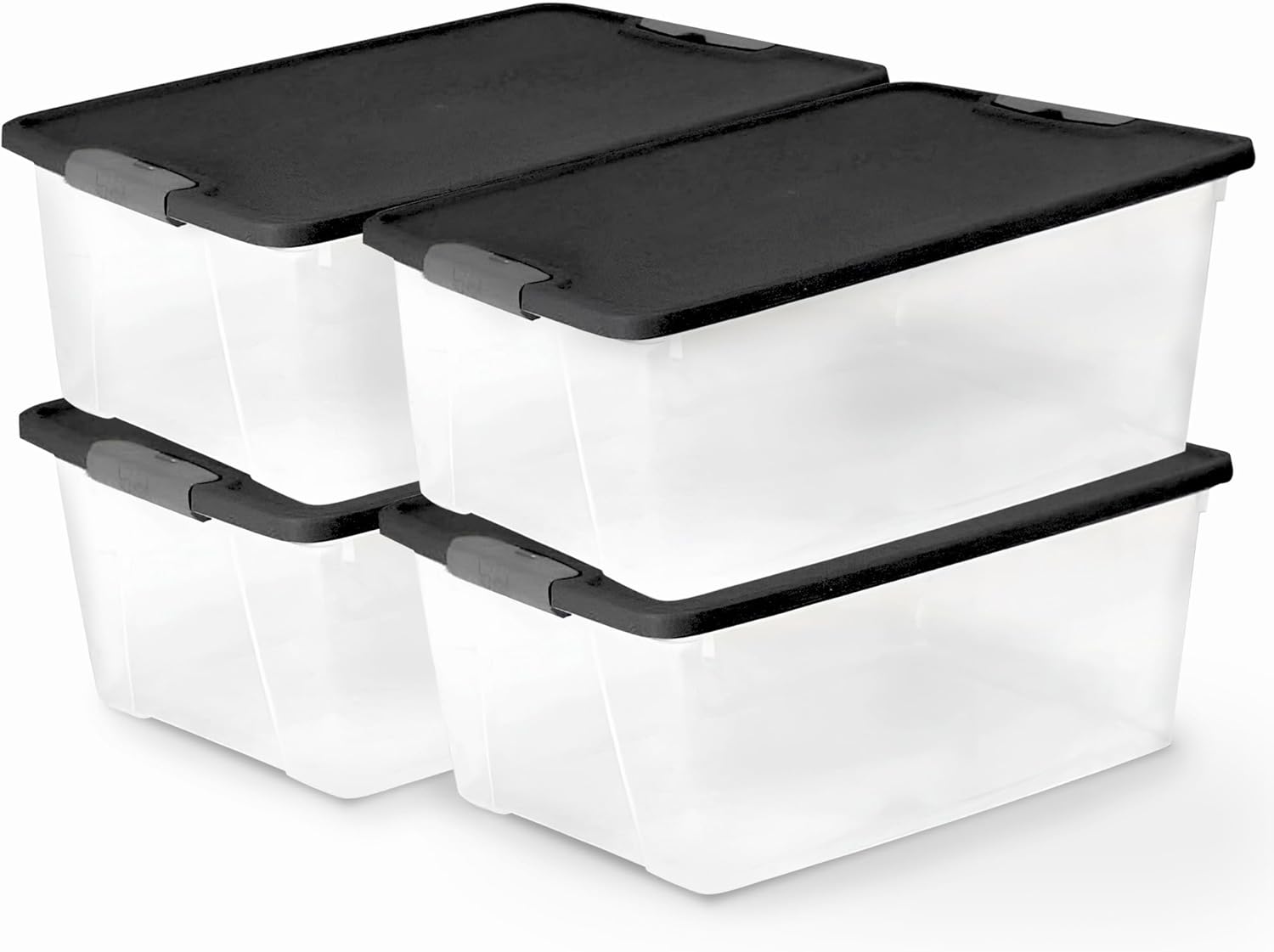Amazon.com - HOMZ 4-Pack Plastic Storage Bins w/Lids, Stackable Totes ...
