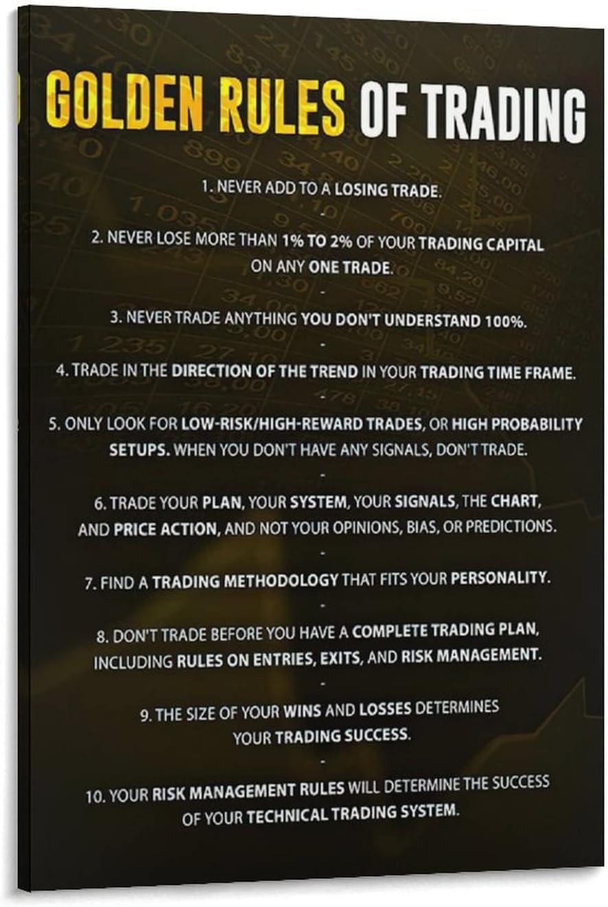 Amazon.com: Golden Rules Of Trading Wall Art Canvas Print Forex Stock ...