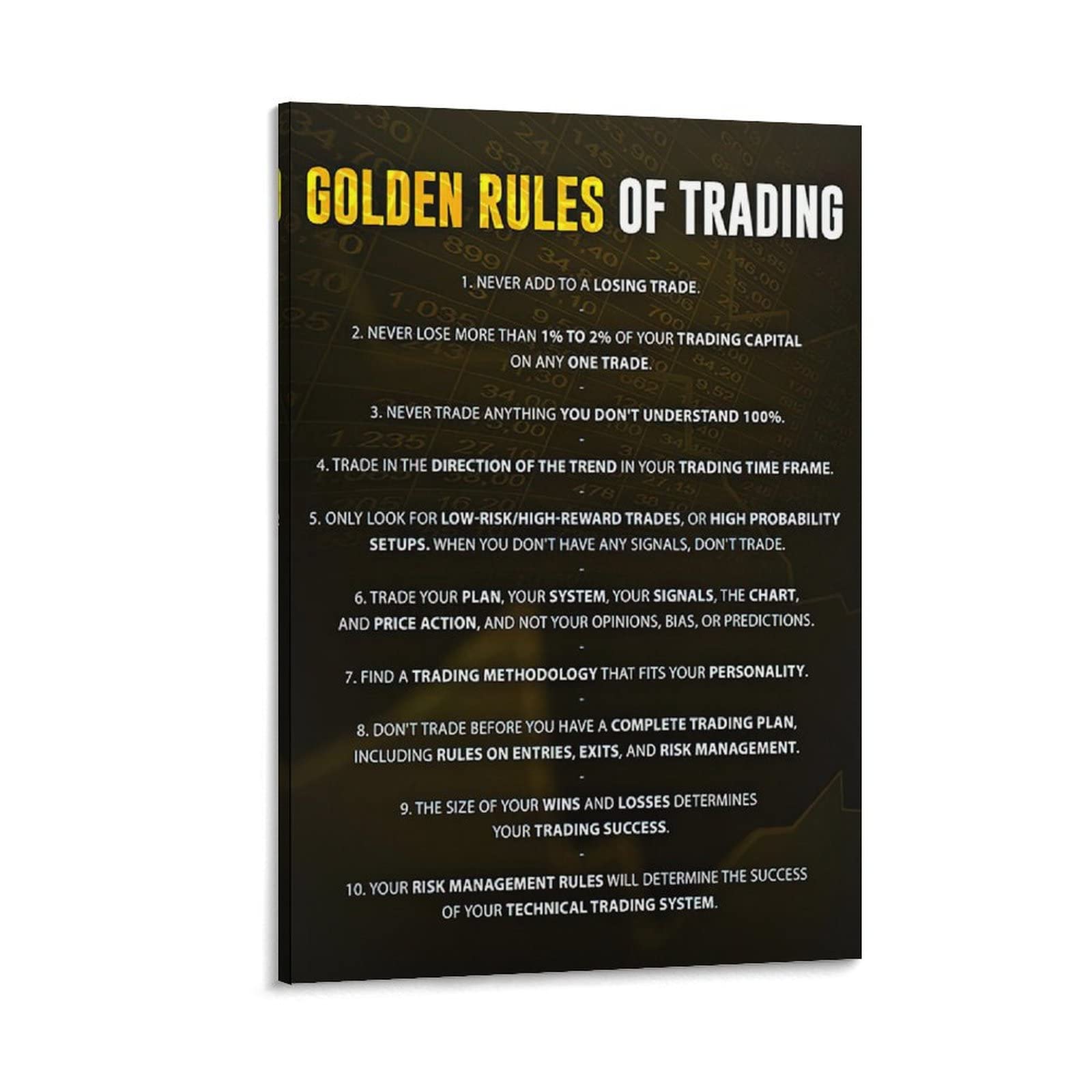 Amazon.com: SUENOS Golden Rules of Trading Wall Art Canvas Print Forex ...