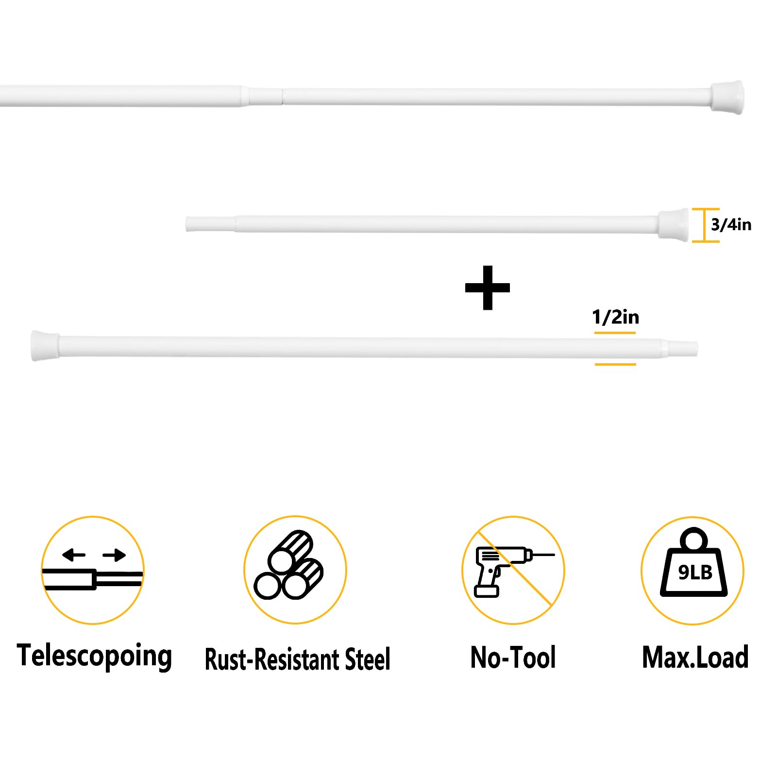 Snapklik.com : KXLife 4Pcs Tension Curtain Rod Adjustable 28-40 Inch ...