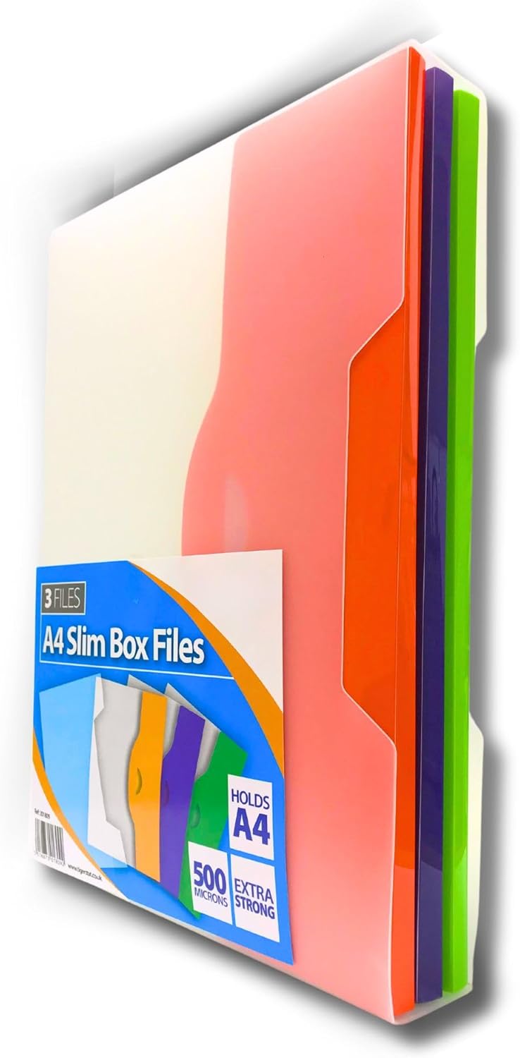 A4 Slim Document Boxe Files - Pack of 3 | CrystalClear Paper Organizers ...
