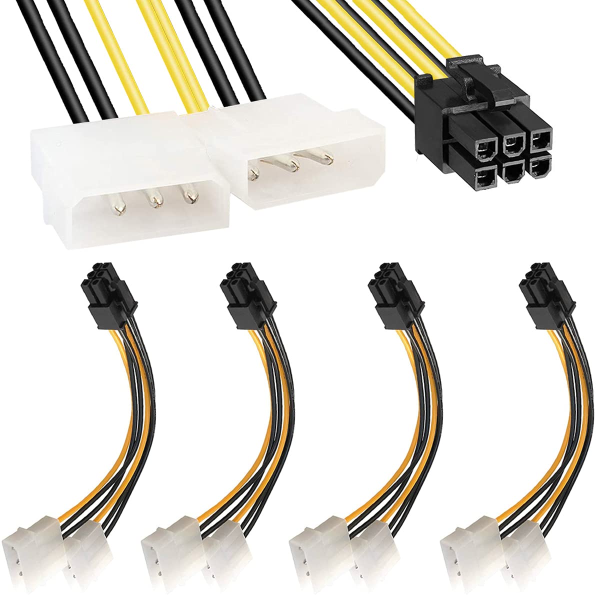 Buy DKARDU 10 Pack Dual 4 Pin Molex to 6 Pin PCI Express PCI-E Video ...